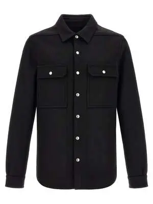 Rick Owens Wool Melton Overshirt Jacket - Black