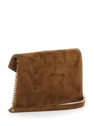 Saint Laurent Suede Envelope Bag - Brown