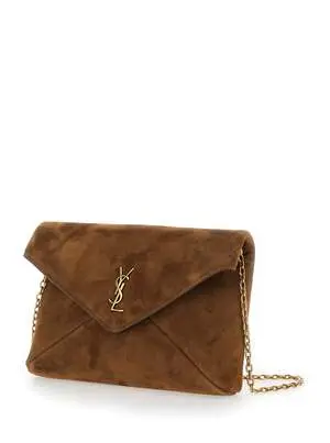 Saint Laurent Suede Envelope Bag - Brown