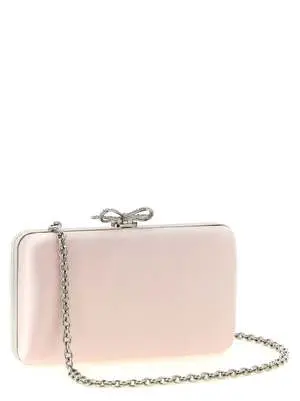 SELF-PORTRAIT Satin Clutch With Jewel Bow Detail - Pink