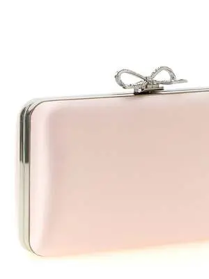 SELF-PORTRAIT Satin Clutch With Jewel Bow Detail - Pink