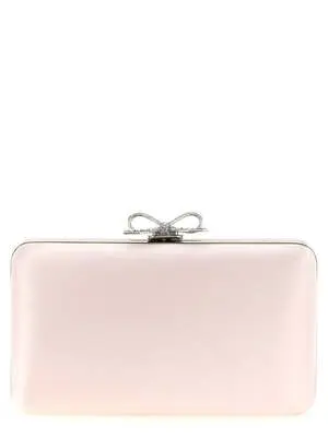 SELF-PORTRAIT Satin Clutch With Jewel Bow Detail - Pink