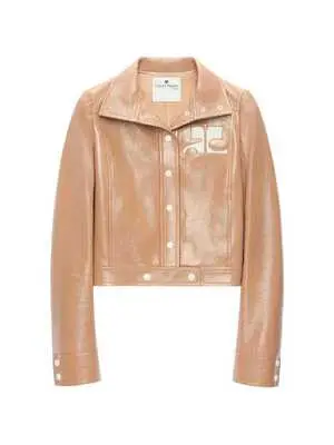COURREGES Re-edition Cropped Vinyl Jacket - Brown