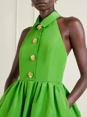 Carolina Herrera Halterneck Embellished Silk-faille Gown