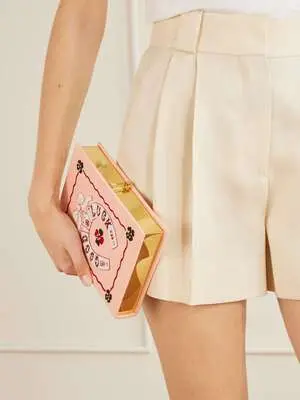 OLYMPIA LE-TAN Good Luck Embroidered Canvas Clutch