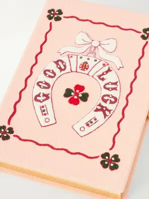 OLYMPIA LE-TAN Good Luck" Embroidered Book Clutch