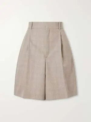 Bottega Veneta Prince Of Wales Wool Knee-length Shorts - Gray