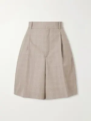 Bottega Veneta Prince Of Wales Wool Knee-length Shorts - Gray