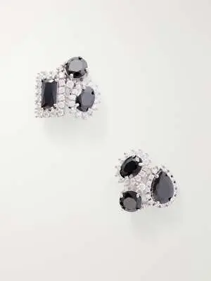 MAISON MARGIELA Cluster Embellished Silver-tone Earrings - Black