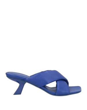 FERRAGAMO FERRAGAMO Lambskin Square Toe Geometric Heel Sandals Blue