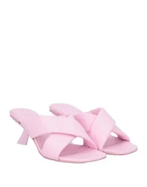 FERRAGAMO Lambskin Square Toe Geometric Heel Sandals - Pink