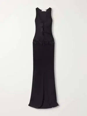 Christopher Esber Verner Cut-out Ribbed-detail Lace-trimmed Jersey Midi Dress - Black
