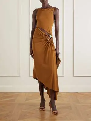 Christopher Esber Veer Crystal-embellished Draped Jersey Midi Dress