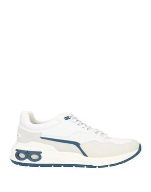 FERRAGAMO Sneakers Size Calfskin, Textile Fibers - White