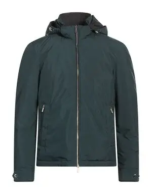 MOORER Dark Polyester Hooded Jacket With Down Padding