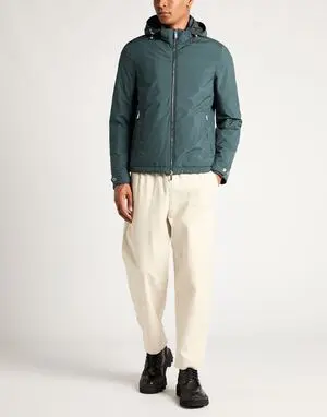 MOORER Dark Polyester Hooded Jacket With Down Padding