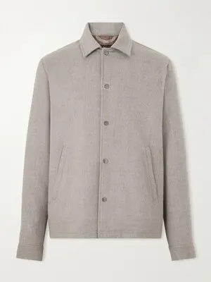 Kiton Felted Wool-blend Blouson Jacket - Gray