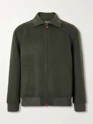 Kiton Brushed Wool And Cashmere-blend Blouson Jacket - Green