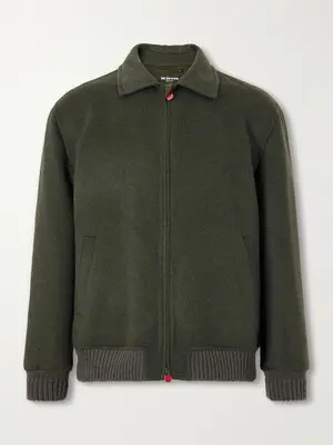 Kiton Brushed Wool And Cashmere-blend Blouson Jacket - Green