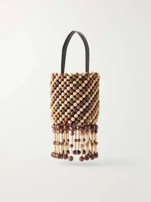 Rabanne Beaded Mini Wood Shoulder Bag