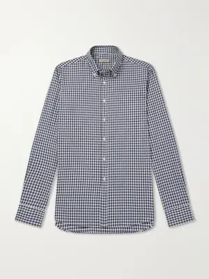 Canali Checked Cotton-flannel Shirt - Blue