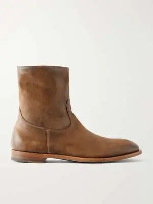 Officine Creative Waxed-suede Biker Boots - Brown