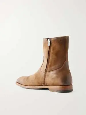 Officine Creative Waxed-suede Biker Boots