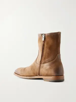 Officine Creative Waxed-suede Biker Boots