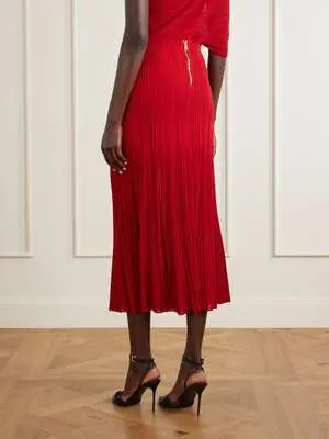Balmain Plissé-crepe Midi Skirt