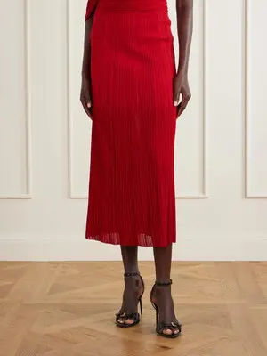 Balmain Plissé-crepe Midi Skirt