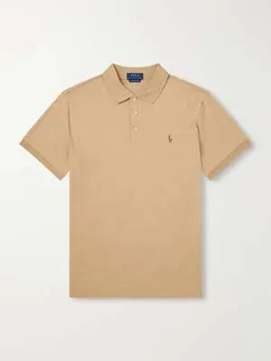 Polo Ralph Lauren Logo-embroidered Cotton-jersey Polo Shirt - Beige