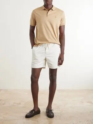 Polo Ralph Lauren Logo-embroidered Cotton-jersey Polo Shirt - Neutrals