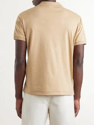 Polo Ralph Lauren Logo-embroidered Cotton-jersey Polo Shirt - Neutrals