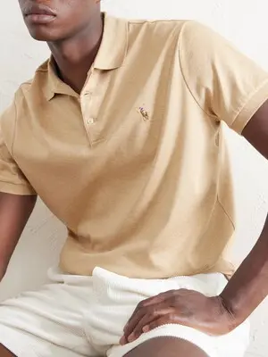 Polo Ralph Lauren Logo-embroidered Cotton-jersey Polo Shirt - Neutrals
