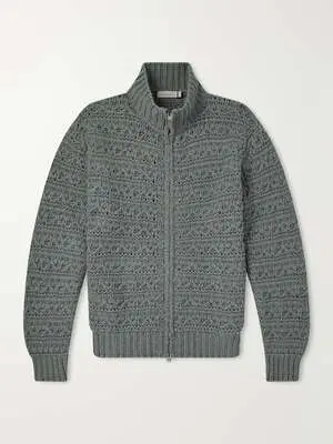 Canali Alpaca-blend Zip-up Sweater - Green
