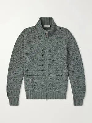 Canali Alpaca-blend Zip-up Sweater - Green
