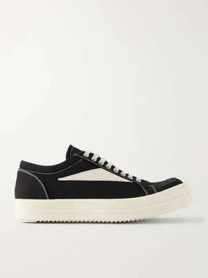 Rick Owens Vintage Suede-trimmed Denim Sneakers - Black