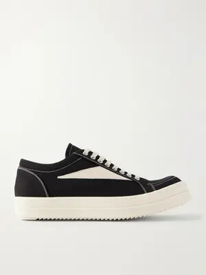 Rick Owens Vintage Suede-trimmed Denim Sneakers - Black