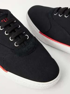 Celine Logo-detailed Suede-trimmed Canvas Sneakers