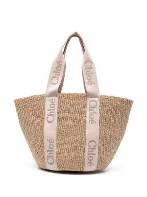 Chloé Woody Large Rafia Tote - Pink