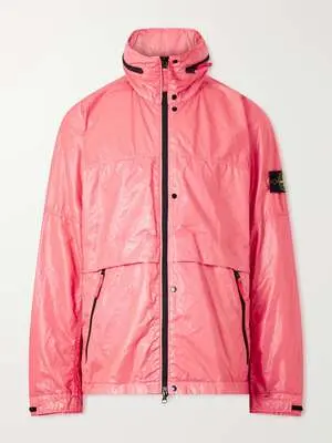 Stone Island Garment-dyed Crinkled-shell Hooded Jacket