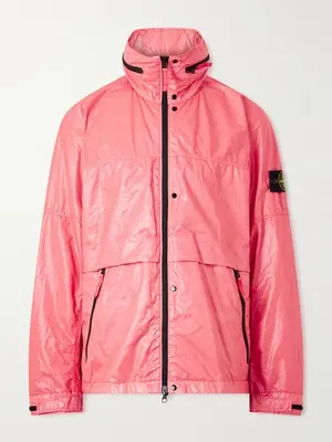 Stone Island Garment-dyed Crinkled-shell Hooded Jacket - Pink
