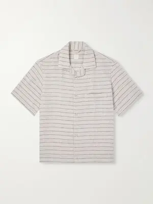 Eleventy Striped Linen Shirt - Gray