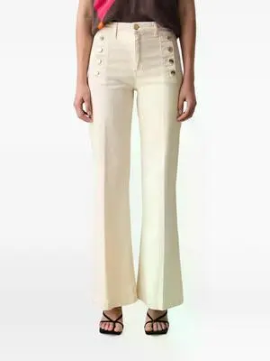 VICOLO Button-embellished Flared Jeans - Neutrals
