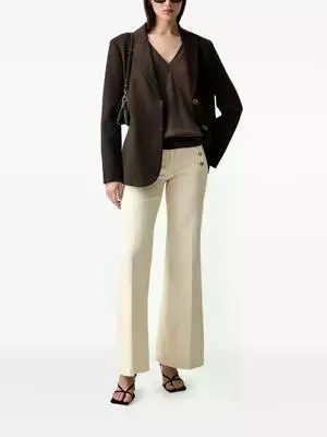 VICOLO Button-embellished Flared Jeans - Neutrals
