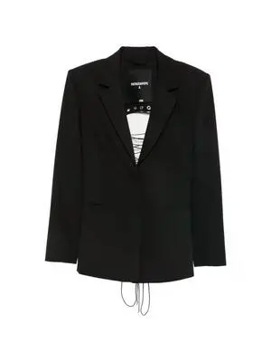 Patrizia Pepe Lace-up Structured Blazer - Black