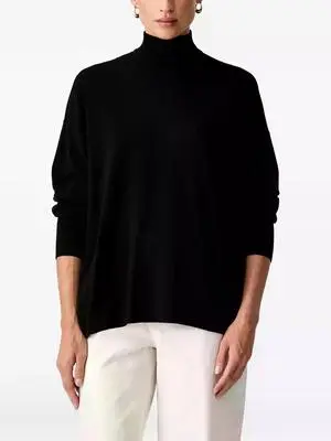 TRUSSARDI High-neck Fine Knit Sweater With Embroidered Logo