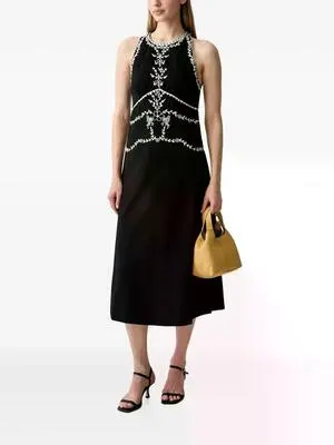 HOSS INTROPIA Asunción Embroidered Halterneck Midi Dress - Black
