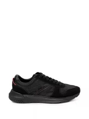 Hugo Monogram-jacquard Sneakers With Faux-suede Trim - Black