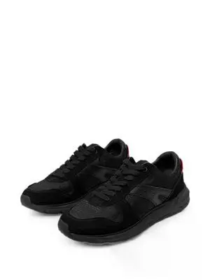 Hugo Monogram Jacquard Faux-suede Trim Sneakers